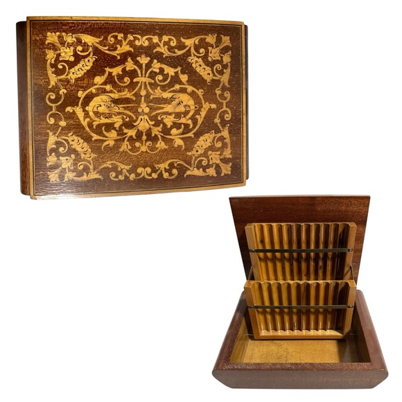 Vintage | Accents | Vintage Decorative Wood Cigarette Box With 2 Trays ...